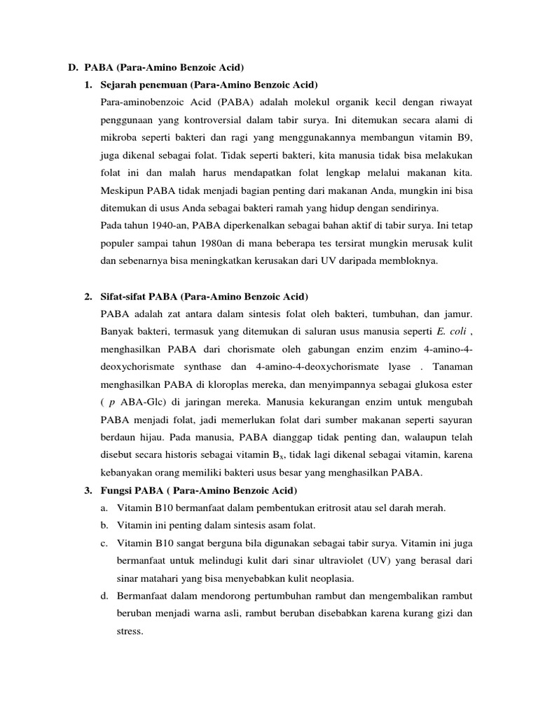 Manfaat dan Risiko PABA dalam Kesehatan | PDF