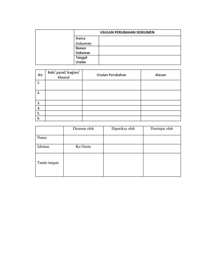 24 Form Usulan Perubahan Dokumen - Rev | PDF
