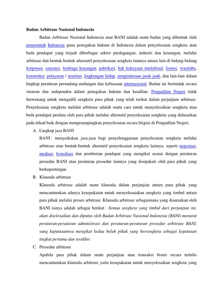 Badan Arbitrase Nasional Indonesia | PDF