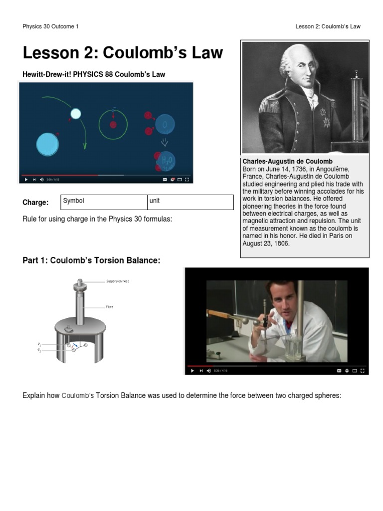 Lesson 2 Coulombs Law | PDF | Electric Charge | Electrostatics