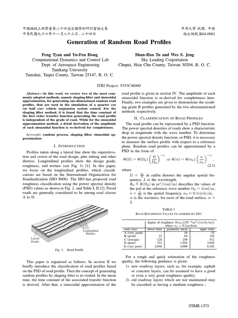 Generating Random Road Profiles | PDF