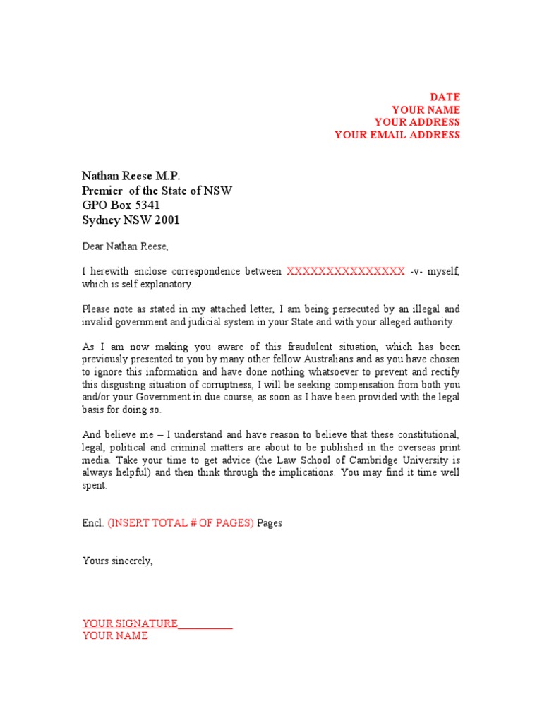 Premier Nathan Reese Letter | PDF