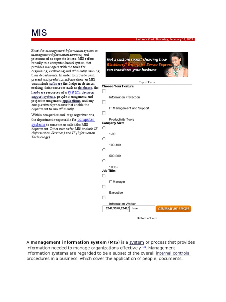 System: Management Information Services, and | PDF | Management ...