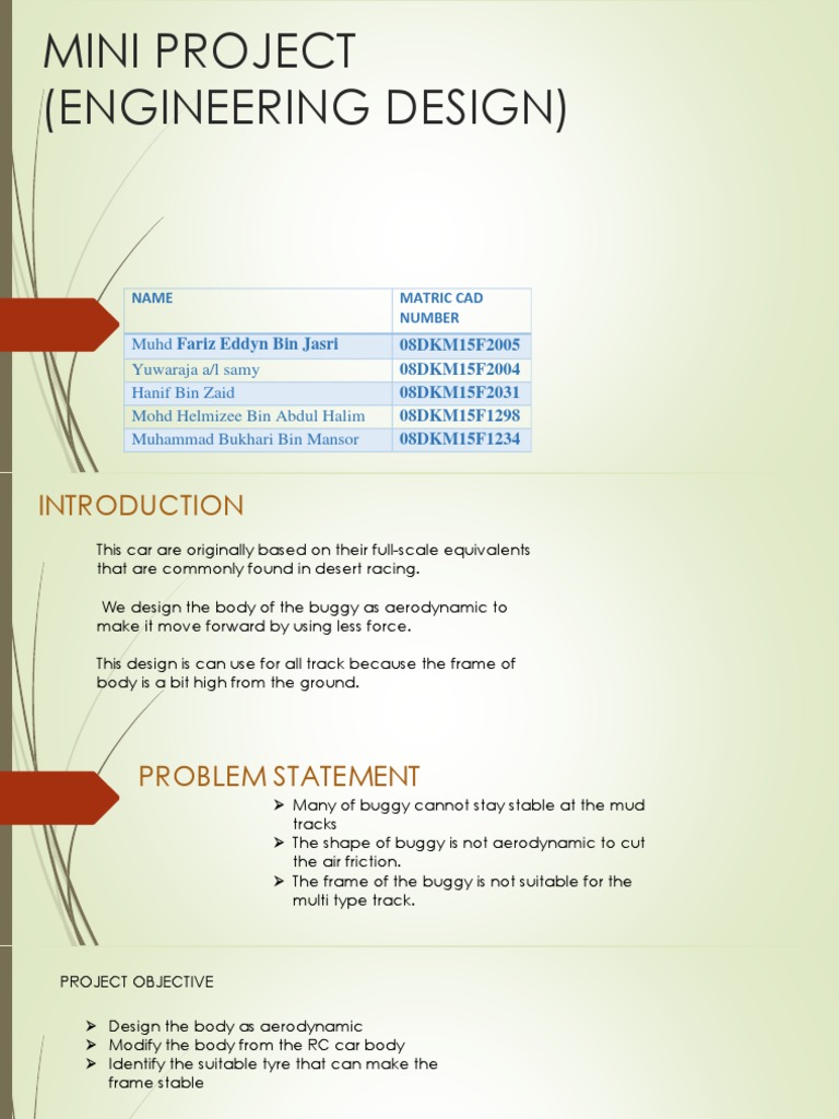 Mini Project (Engineering Design) | PDF | Vehicle Technology | Automobiles