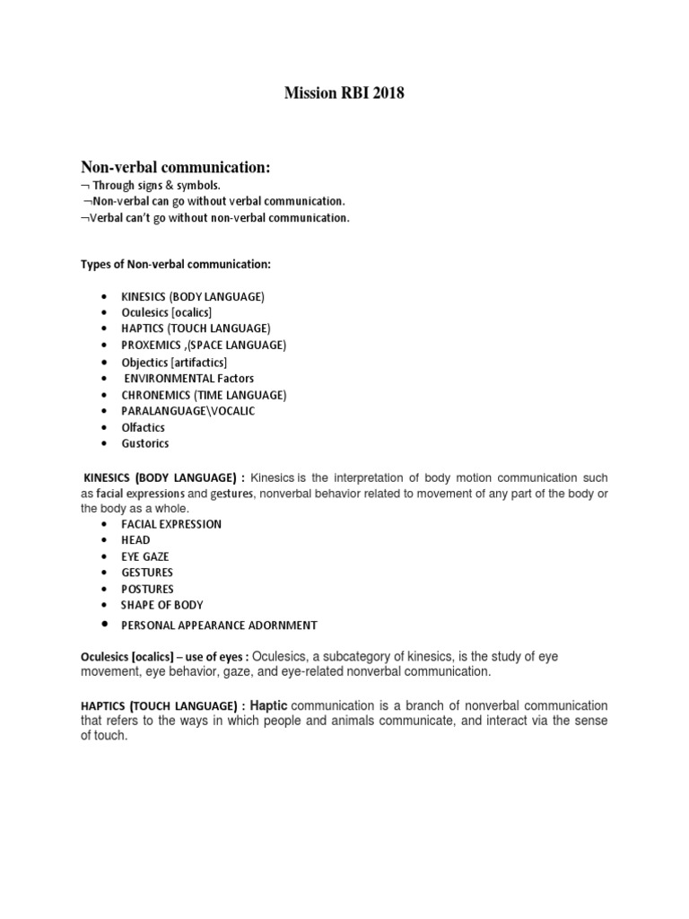 Non Verbal Communication | PDF | Nonverbal Communication | Body Language