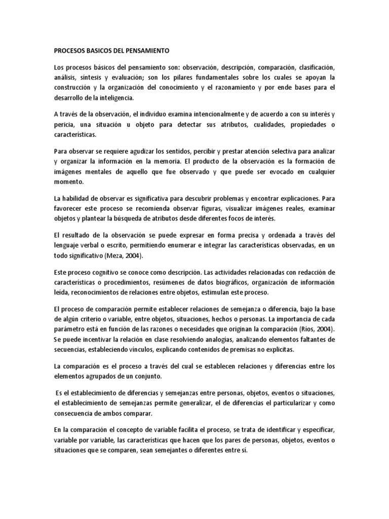 Procesos Basicos Del Pensamiento | Descargar gratis PDF | Concepto ...