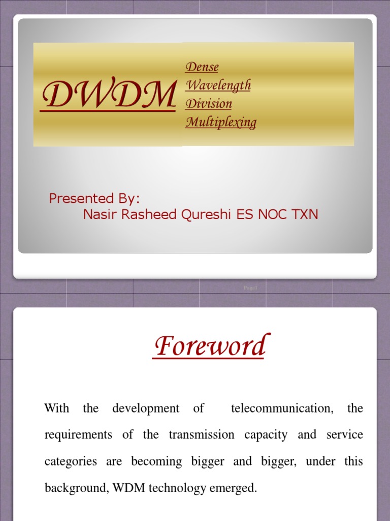 DWDM | PDF | Wavelength Division Multiplexing | Dispersion (Optics)