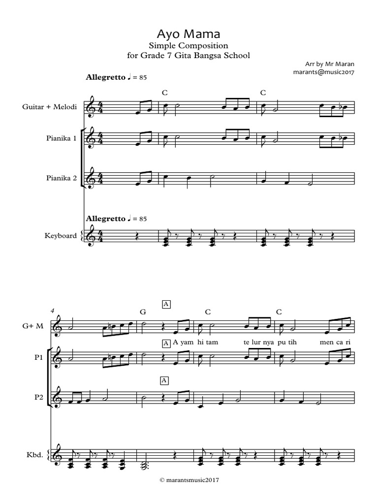 Ayo Mama Ensemble - Score and Parts | PDF | Loisirs