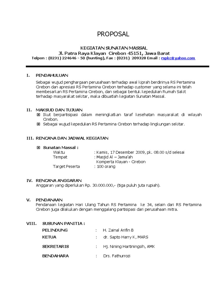 Proposal Sunatan Massal | PDF