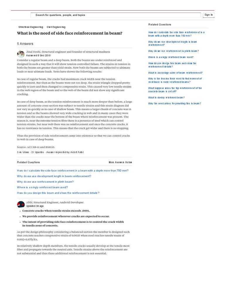 What Is The Need of Side Face Reinforcement in Beam | PDF | Beam ...