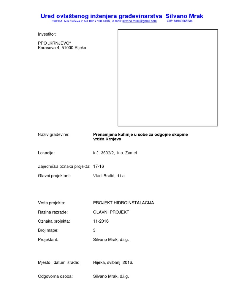Glavni Projekt-Hidroinstalacije PDF | PDF
