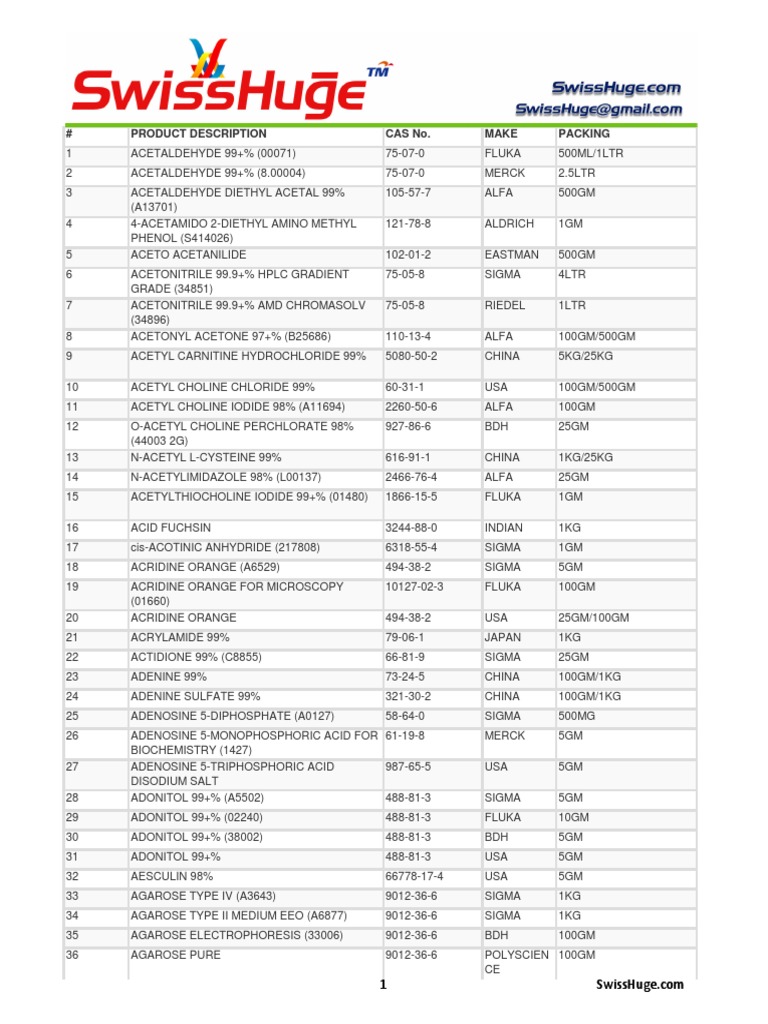 Product List Specialty Reagents | PDF | Salt (Chemistry) | Boron
