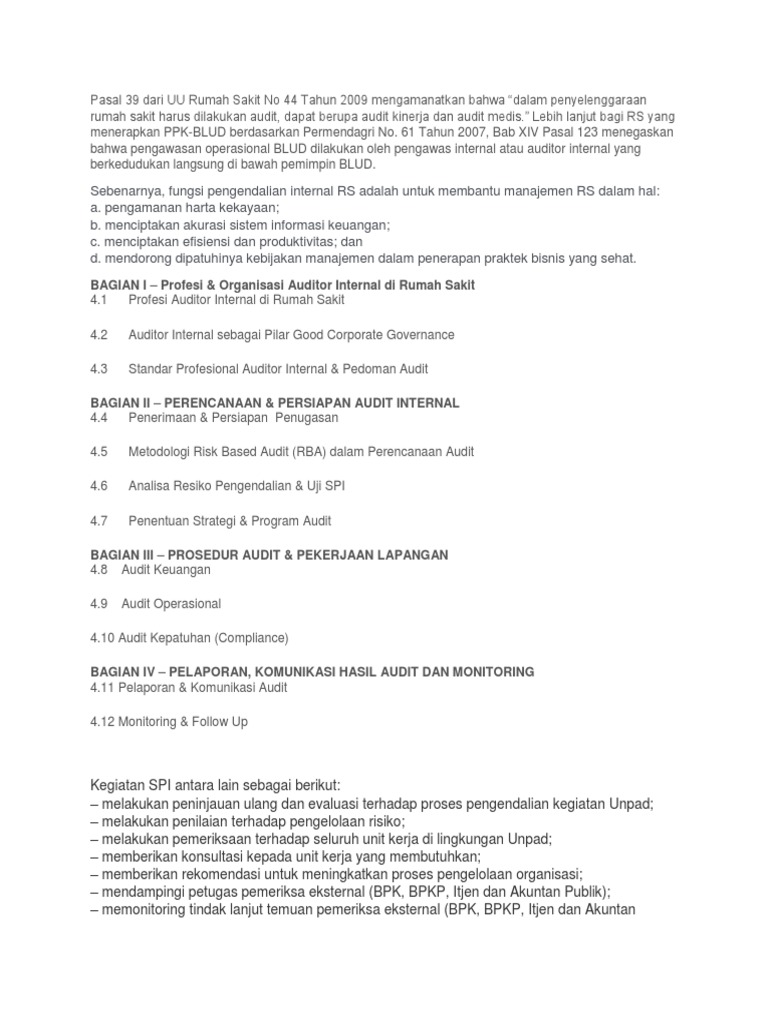 Pengawasan Internal RS: Audit & SPI | PDF | Kesehatan Holistik