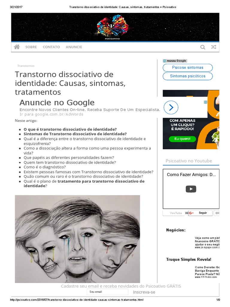 Transtorno Dissociativo de Identidade - Causas, Sintomas, Tratamentos ...
