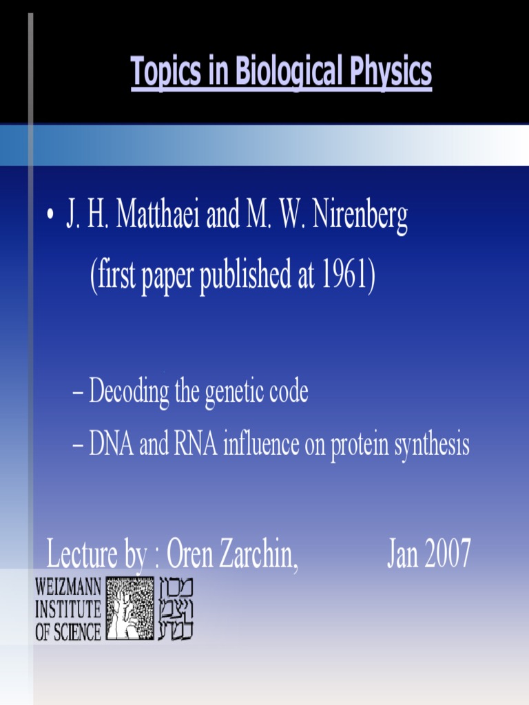 Deciphering The Genetic Code (Nirenberg) | PDF | Rna | Proteins