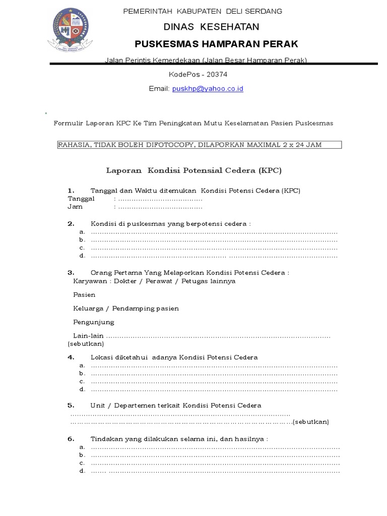 9.1.1.5, 9.1.1.7 Form KPC | PDF | Griya & Taman | Teknologi & Rekayasa