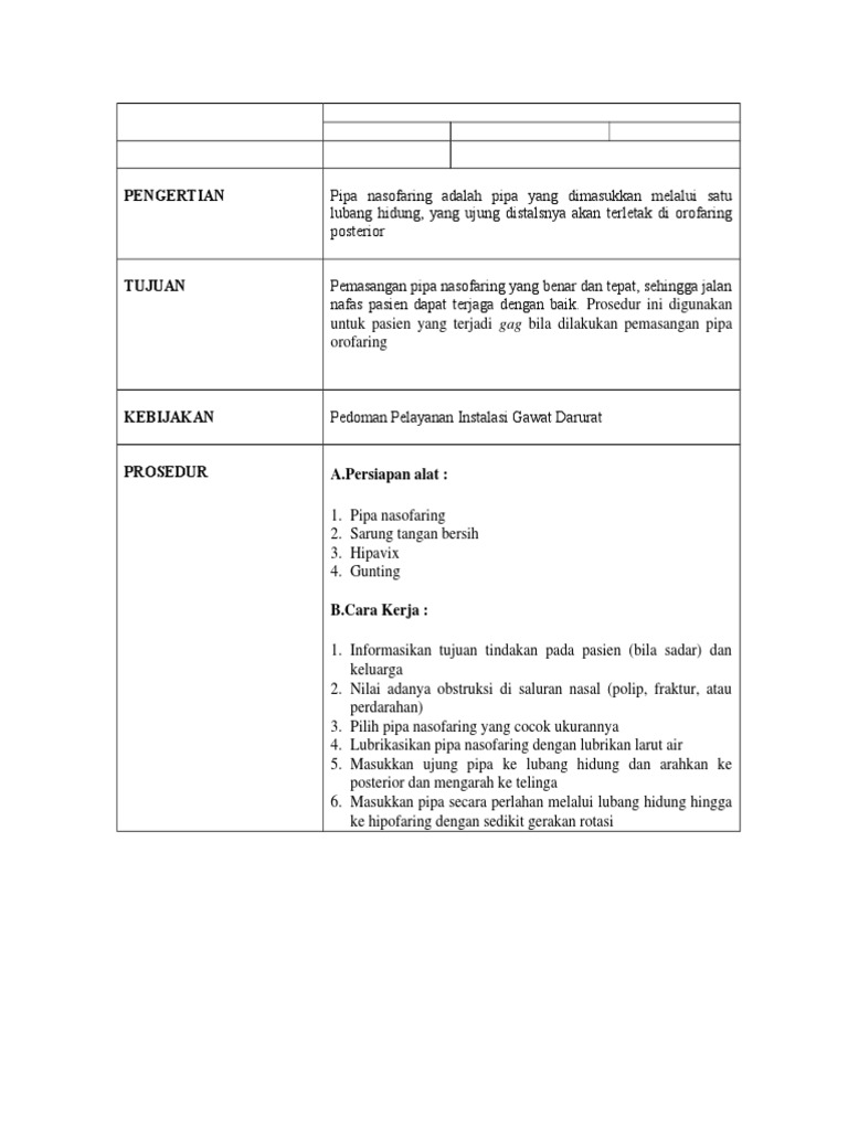 SPO Pemasangan NPA | PDF