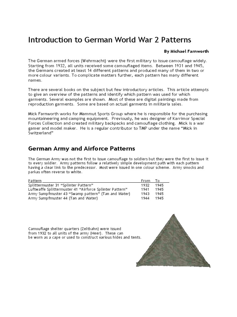 An Introduction to German World War 2 Camouflage Patterns: A Guide to ...