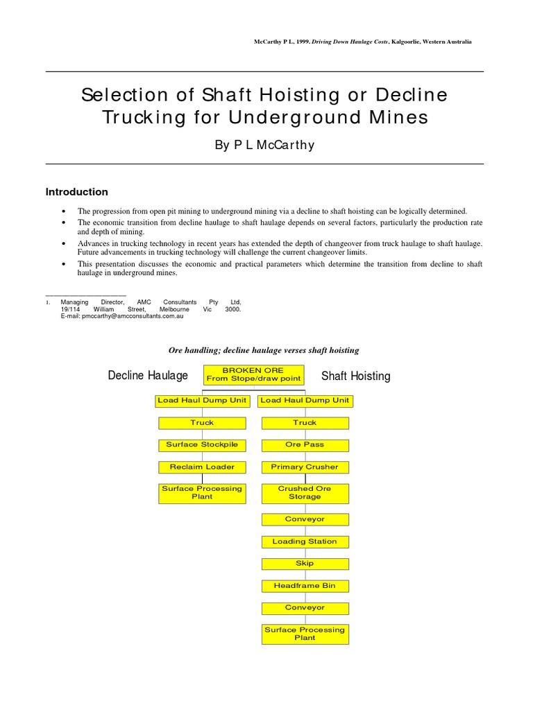 Decline vs. Shaft Haulage in Mining | PDF | Mining | Diesel Engine