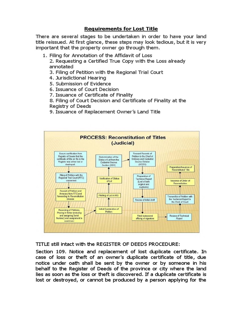 Requirements For Lost Title | PDF | Deed | Witness