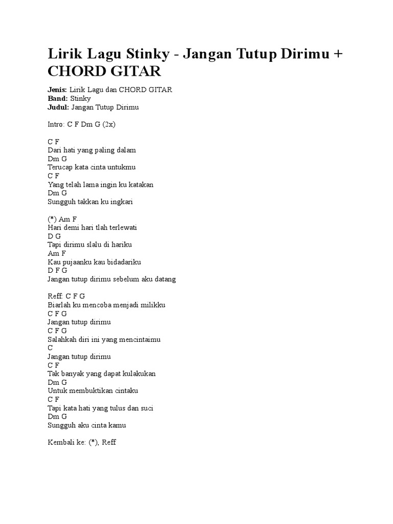 Lirik Lagu Stinky | PDF