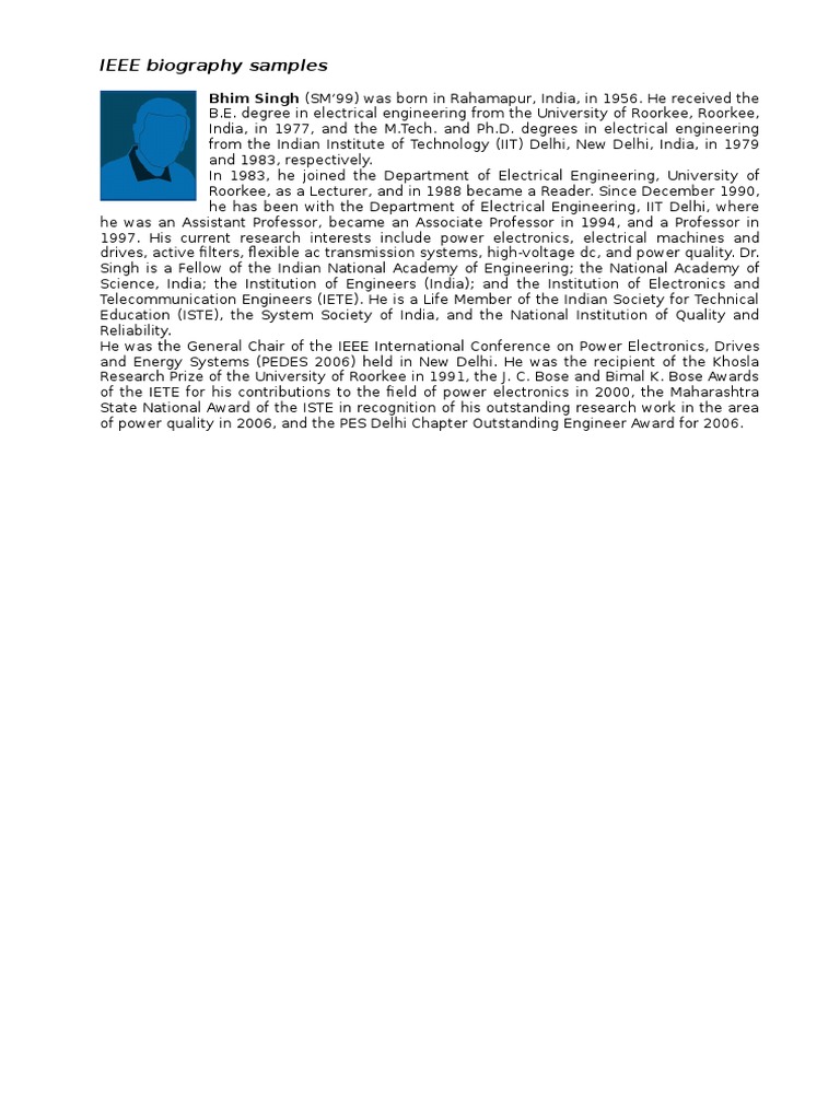 IEEE Biography Samples | PDF