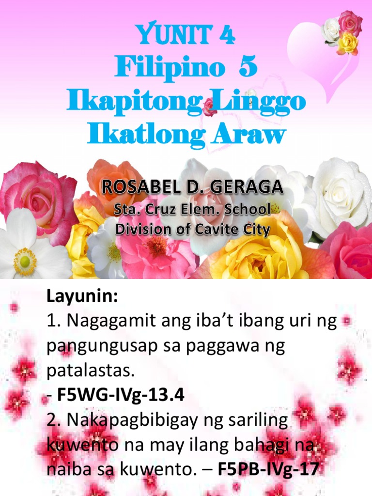 Fil. 5 Y4 Ikapitong Linggo Ikatlong Araw | PDF