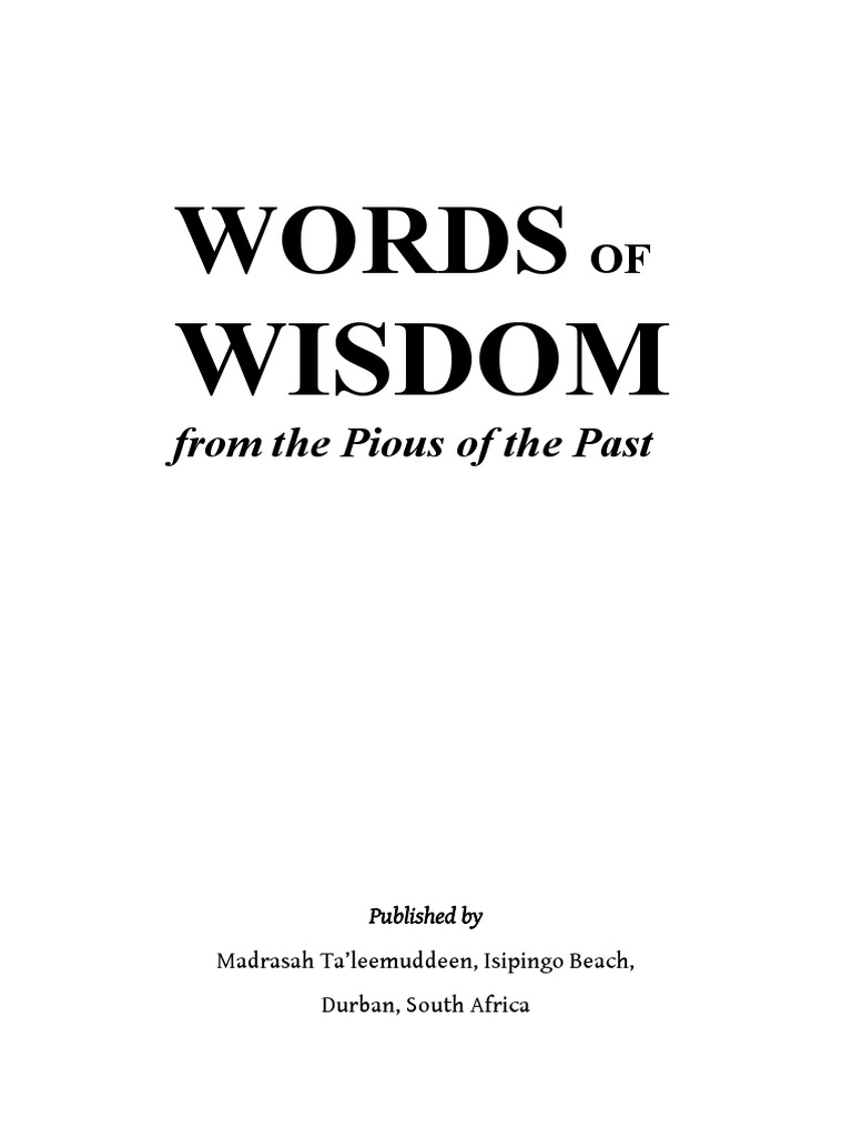 Words of Wisdom-From Pious of The Past PDF | PDF | Sahabah | Sufism