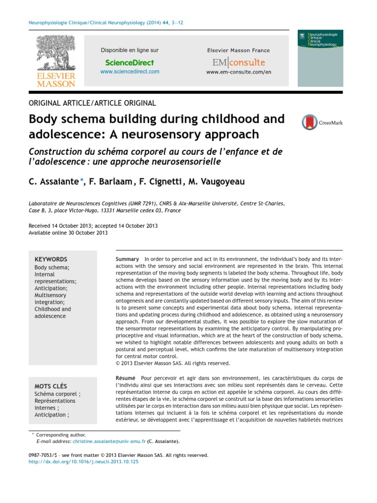 Body Schema Building During Childhood and Adolescence | PDF ...