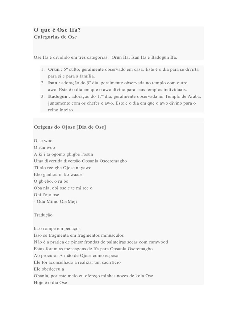 O Que É Ose Ifa | PDF | Humano | Morte