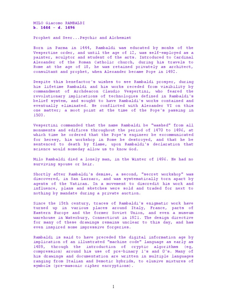 Milo Giacomo Rambaldi | PDF | Cryptography | Computing And Information ...