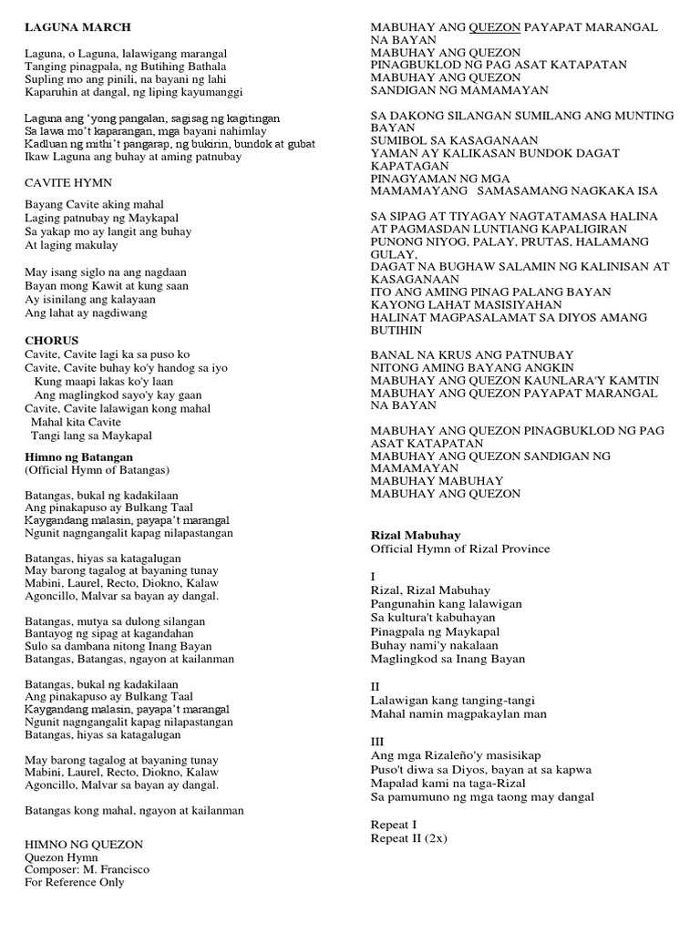 Calabarzon Hymn | PDF