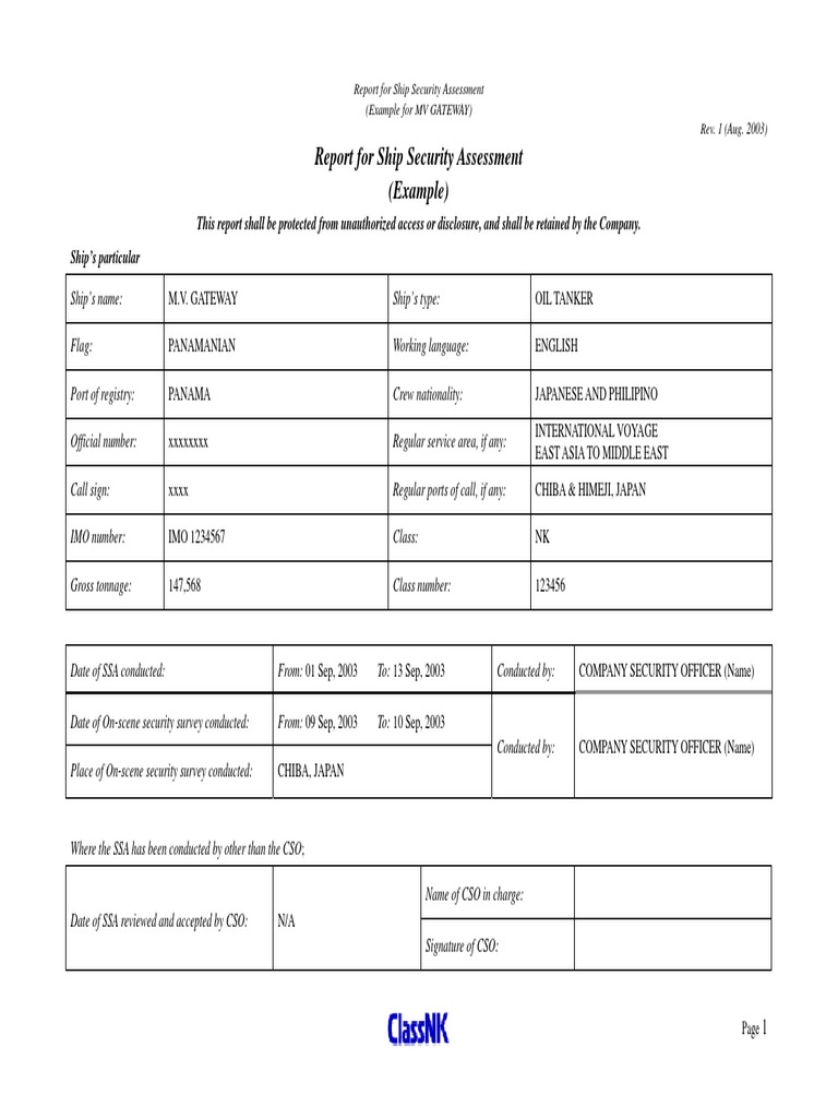 Ship Security Assessment Report Summary | PDF | Ships | Security