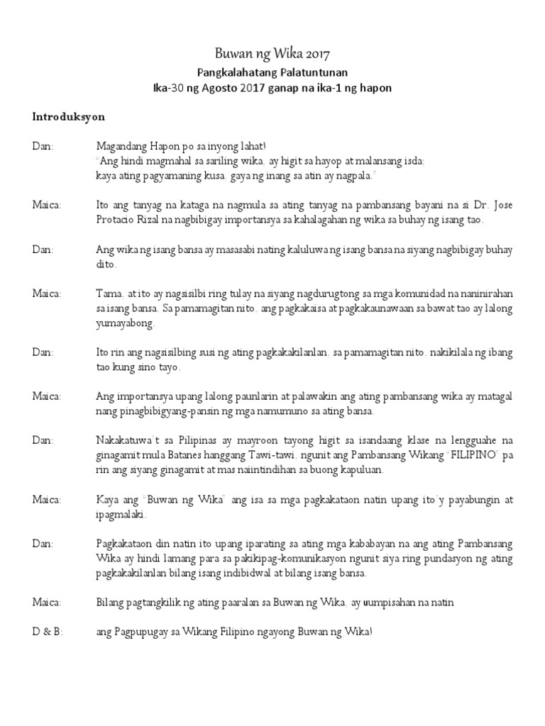 Buwan NG Wika - Program Script | PDF