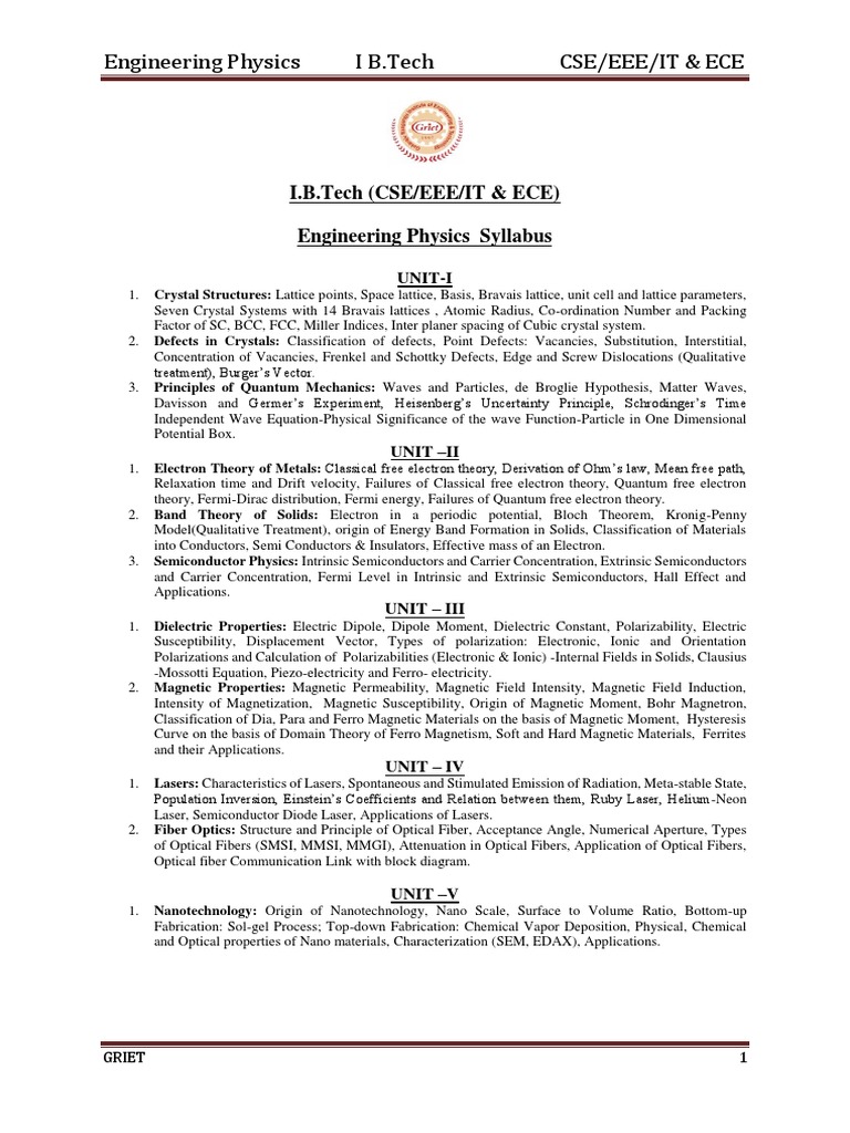 Engineering Physics Notes | PDF | Crystal Structure | Dislocation