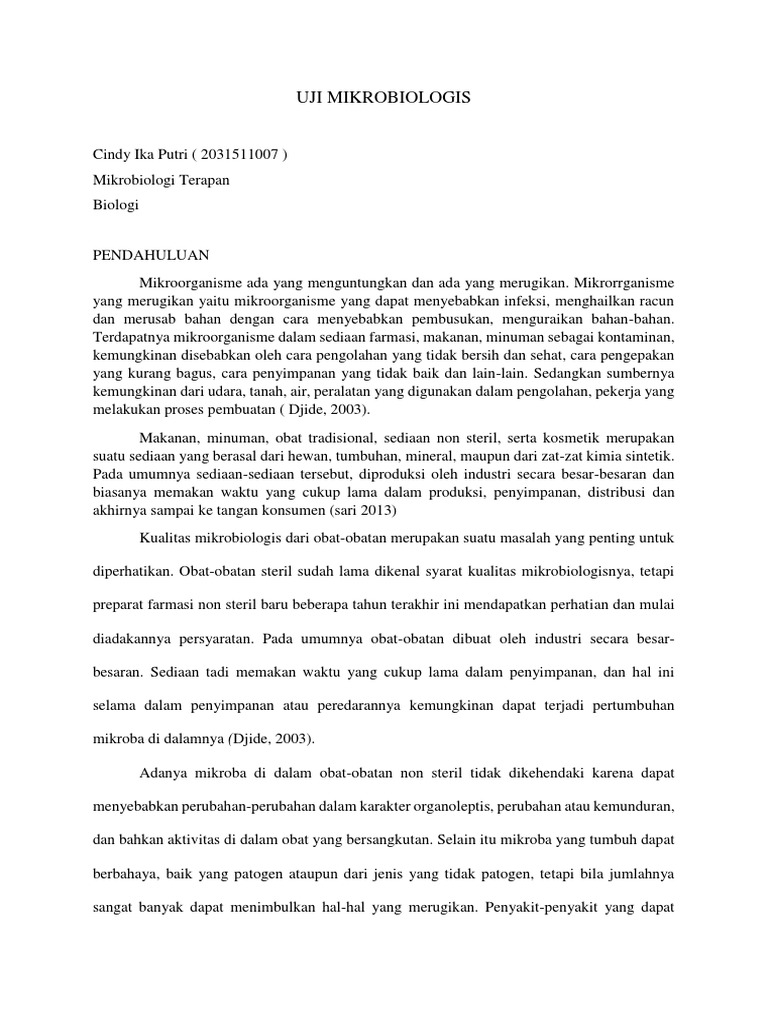 Uji Mikrobiologis | PDF