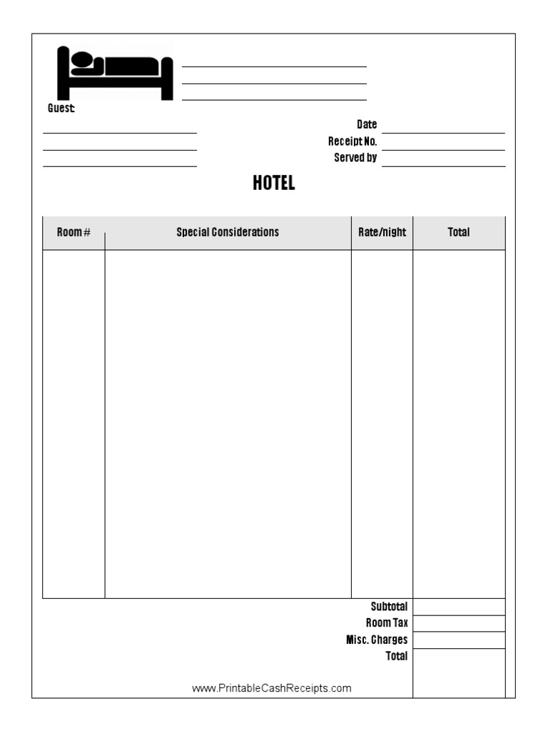 Hotel Receipt Template PDF Download PDF | PDF