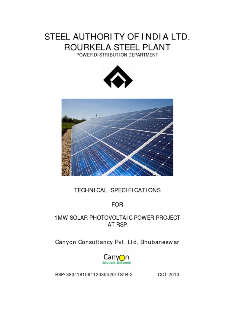 1 MW SPV Tech Specifications | PDF | Power Inverter | Solar Panel