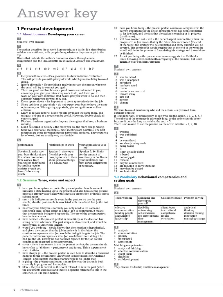 The Business Advanced Answer Key PDF | PDF | Fast Food Restaurants ...