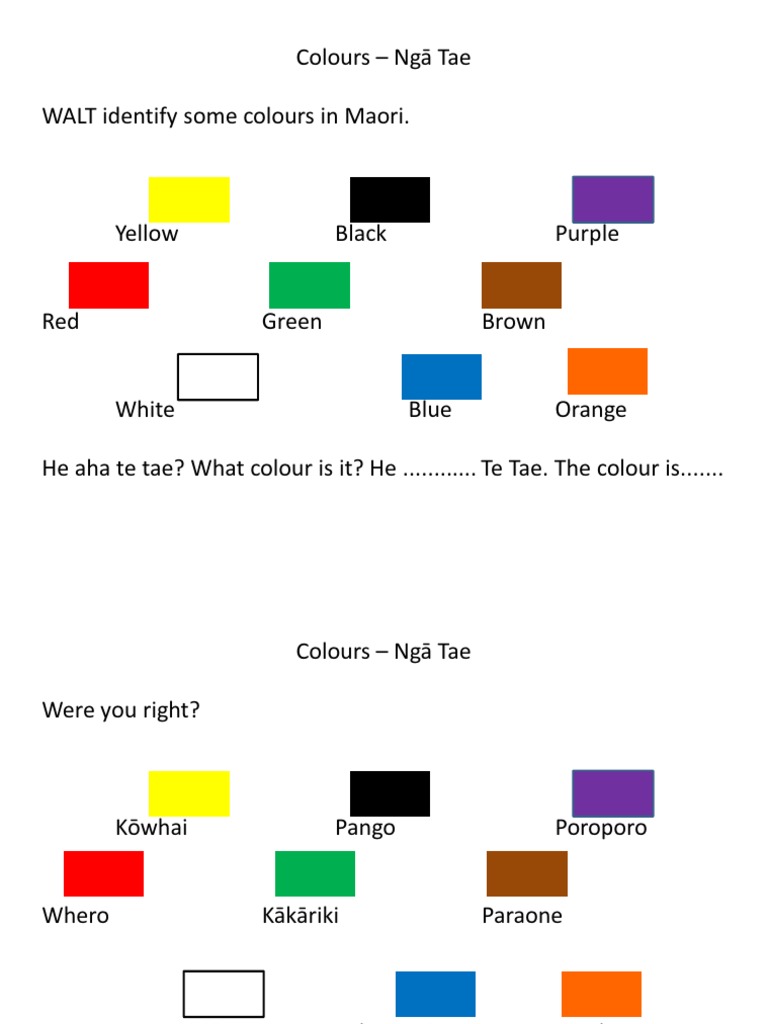 Te Reo Colours | PDF | Language Arts & Discipline