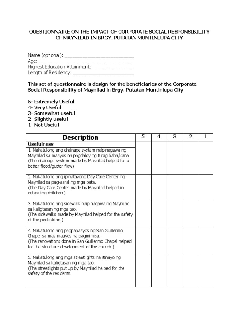 THESIS Questionnaire | PDF | Water And The Environment | Water Management