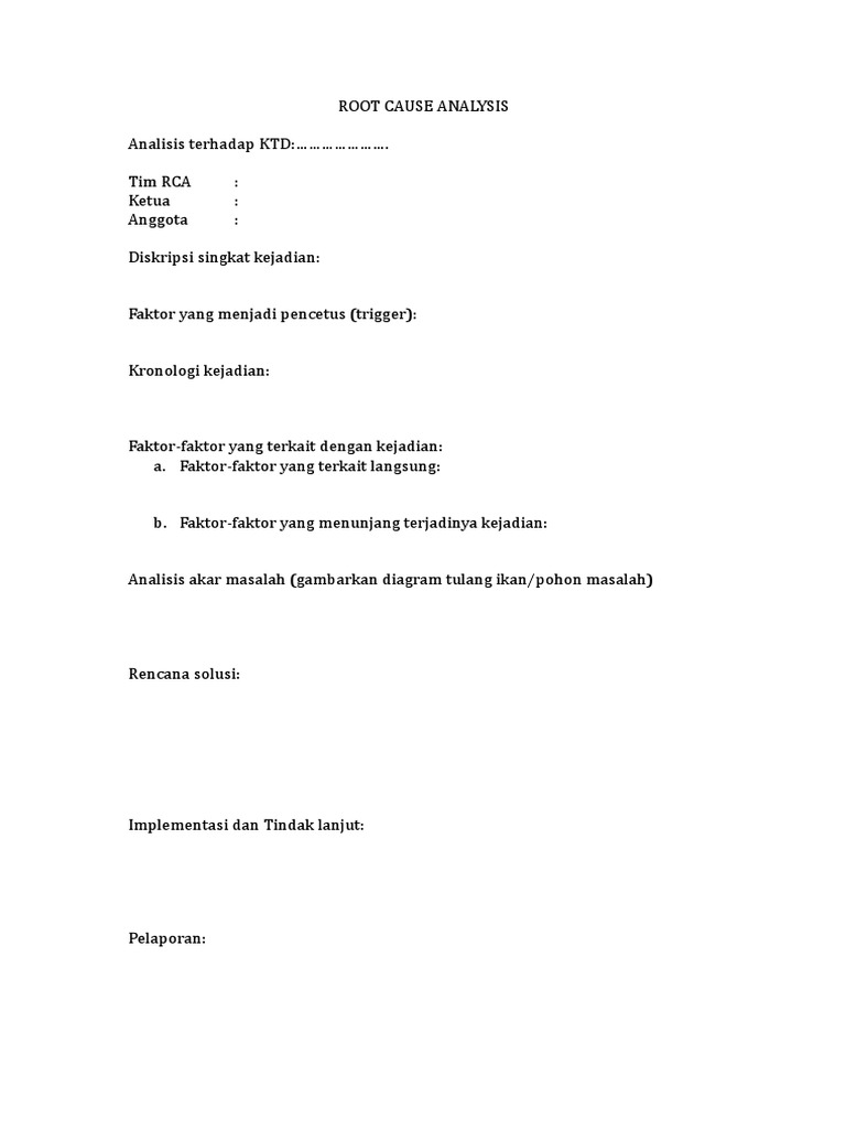 Contoh Form Fmea Dan Rca | PDF
