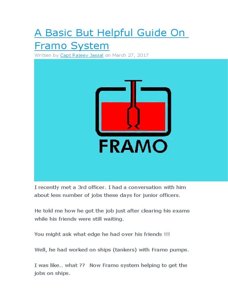Framo Pump System Guide for Tankers | PDF | Pump | Valve