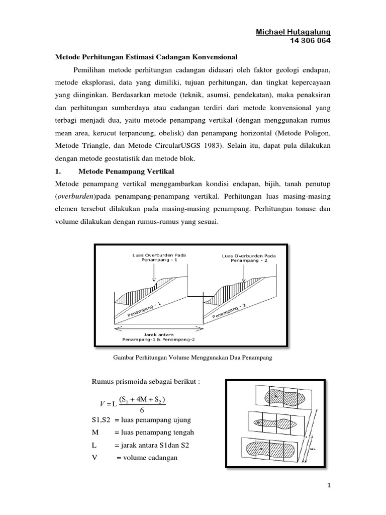 Metode Perhitungan Estimasi Cadangan Konvensional Mikael | PDF