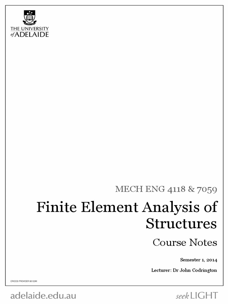 FEA 2014-Course Notes | PDF | Finite Element Method | Matrix (Mathematics)