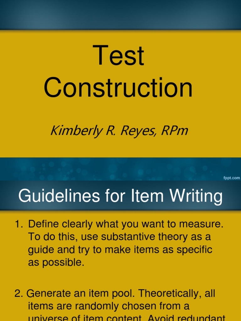 Test Construction Guidelines and Formats | PDF | Likert Scale | Psychology
