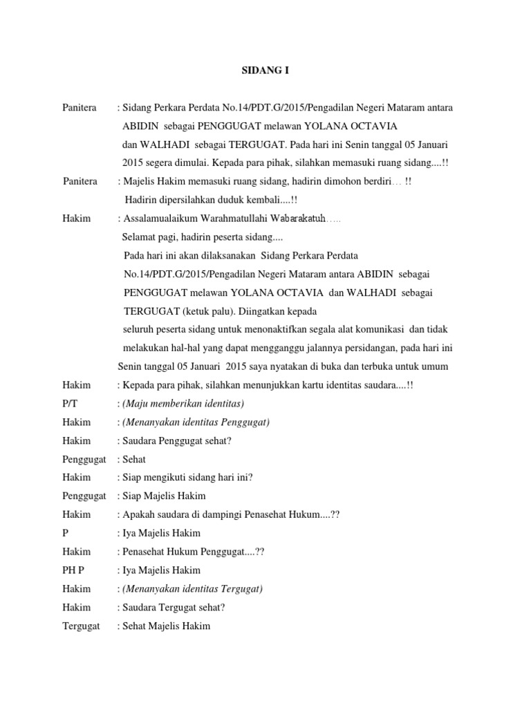 Skenario Sidang | PDF