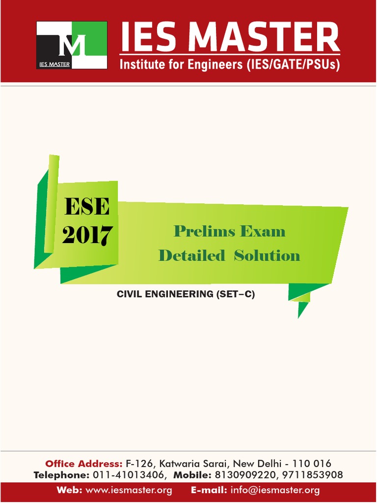 Ese 2017 Prelims Civil Engineering Paper Detailed Solution | PDF