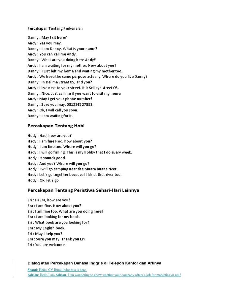Percakapan Tentang Perkenalan | PDF