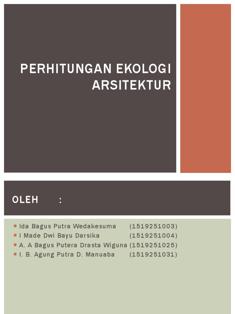 Perhitungan Ekologi Arsitektur | PDF